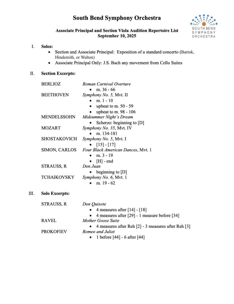 Auditions | South Bend Symphony Orchestra